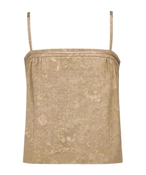 Saint Laurent Spaghetti Strap Top With Tie Detail - Nude
