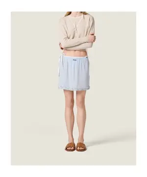 Miu Miu Flared Ruffle Trim Skirt