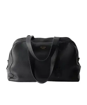 Prada Leather Oversized Duffel Bag - Black