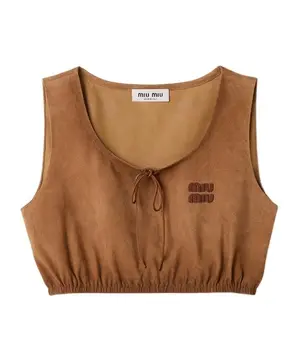 Miu Miu Waxed Suede Crop Top