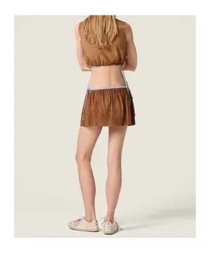 Miu Miu Waxed Suede Crop Top