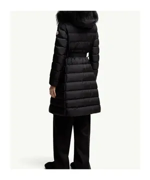Moncler Khloesse Long Down Jacket With Shearling Trim
