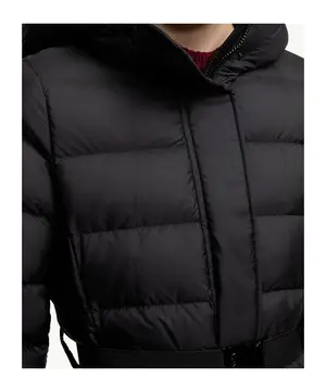 Moncler Khloesse Long Down Jacket With Shearling Trim