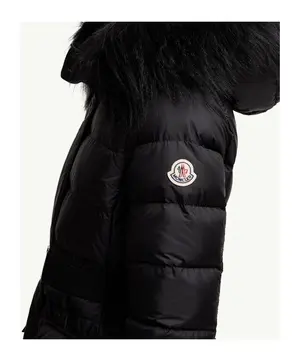 Moncler Khloesse Long Down Jacket With Shearling Trim