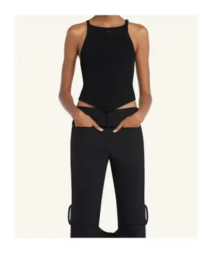 COURREGES Ribbed Pointy Buckle Tank Top