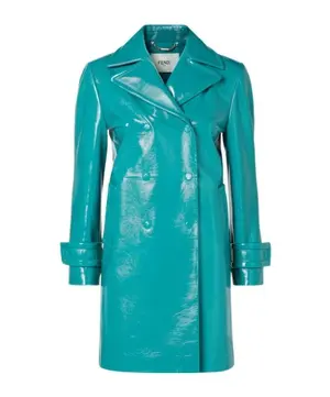 Fendi Turquoise Patent Leather Trench Coat
