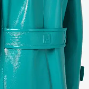 Fendi Turquoise Patent Leather Trench Coat