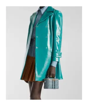 Fendi Turquoise Patent Leather Trench Coat