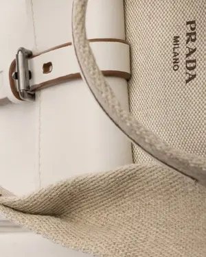 Prada Route Large Canvas And Leather Tote Bag