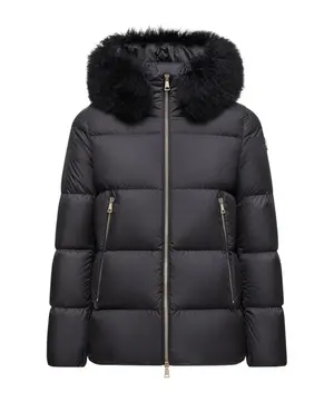 Moncler Laichefur Shearling-trimmed Short Down Jacket - Black