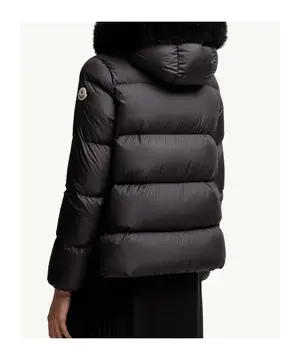 Moncler Laichefur Shearling-trimmed Short Down Jacket - Black