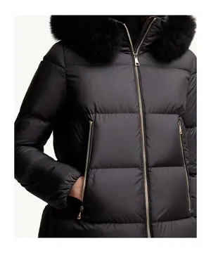 Moncler Laichefur Shearling-trimmed Short Down Jacket - Black