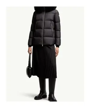 Moncler Laichefur Shearling-trimmed Short Down Jacket - Black