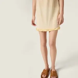 Miu Miu Embroidered Marocain Crepe Mini Dress