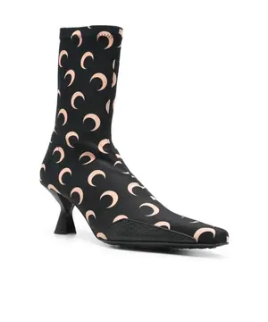 MARINE SERRE All-over Moon Detail Pointed Toe Boots
