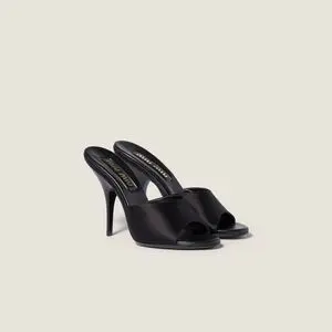 Miu Miu Round-toe Embroidered Logo High-heeled Sandals