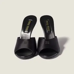Miu Miu Round-toe Embroidered Logo High-heeled Sandals