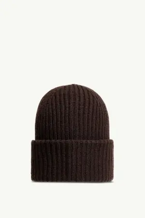 Moncler Leather Logo Cashmere Beanie