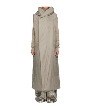 Rick Owens Hooded Satin Coat - Nude