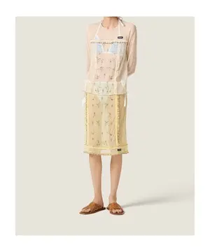 Miu Miu Embroidered Tulle Trumpet Skirt