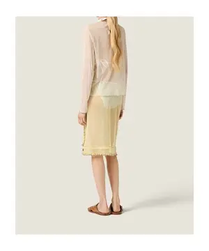 Miu Miu Embroidered Tulle Trumpet Skirt