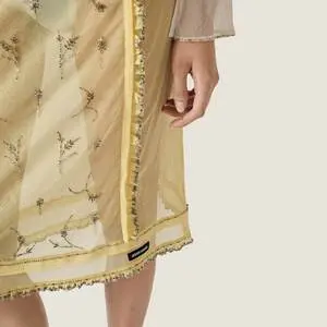 Miu Miu Embroidered Tulle Trumpet Skirt