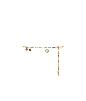 Saint Laurent Cassandre Charm Chain Belt In Metal And Enamel - Nude