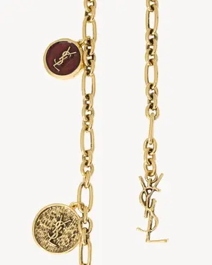 Saint Laurent Cassandre Charm Chain Belt In Metal And Enamel
