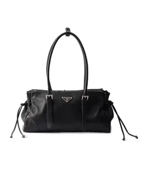 Prada Karin Medium Antiqued Leather Tote Bag - Black