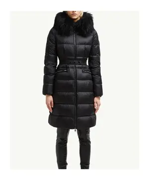Moncler Boedic Hooded Long Down Jacket With Fur Trim