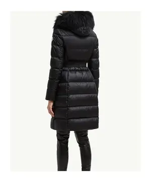 Moncler Boedic Hooded Long Down Jacket With Fur Trim