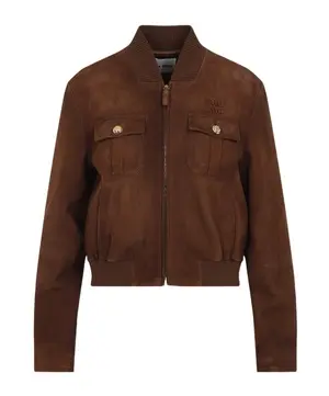 Miu Miu Waxed Suede Jacket - Brown