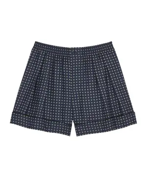 Saint Laurent Pajama Shorts In Square Silk Satin - Ocean