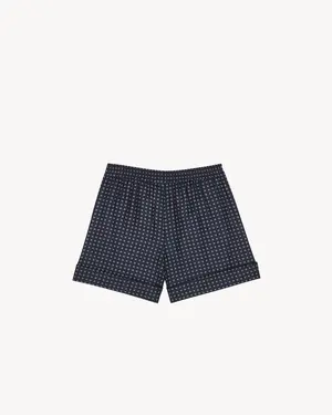 Saint Laurent Pajama Shorts In Square Silk Satin