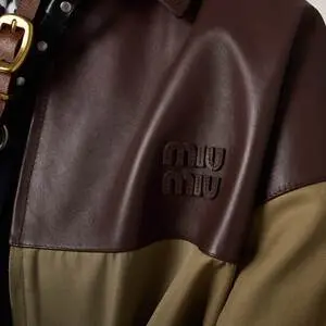 Miu Miu Chino And Leather Blouson Jacket