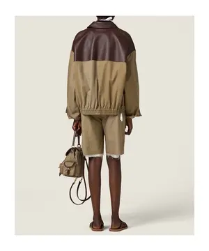 Miu Miu Chino And Leather Blouson Jacket