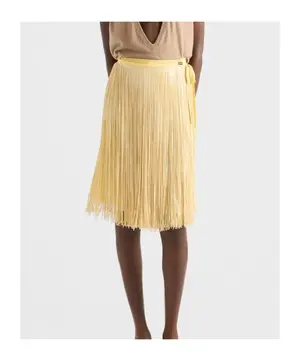 Prada Sequined Fringe Wrap Skirt - Cream