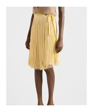 Prada Sequined Fringe Wrap Skirt - Cream