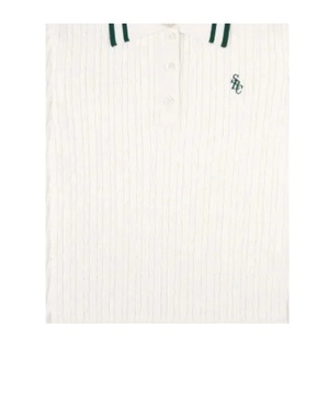 SPORTY  RICH Sporty Rich Src Mini Cable Polo Knitted Top