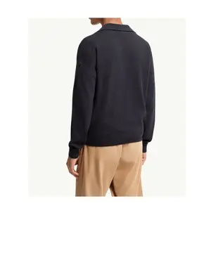 Moncler Wool Cashmere Long Sleeve V-neck Polo Shirt