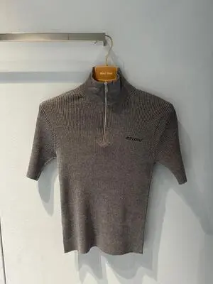 Miu Miu Ribbed Knit Half-zip Pullover