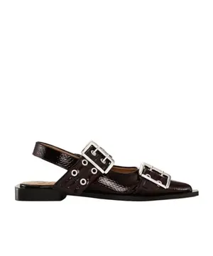 GANNI Buckle Pointed-toe Ballet Flats
