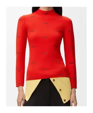 Loewe Long-sleeve Knit Top With All-over Embroidery