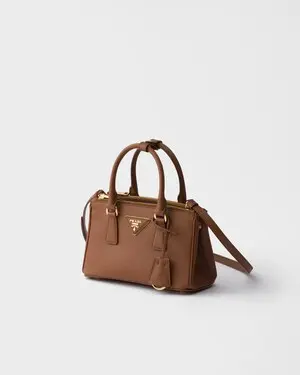 Prada Galleria Mini Saffiano Leather Bag - Cognac