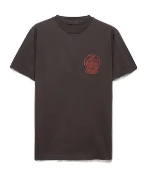 Prada Printed Cotton T-shirt - Bituminous/red