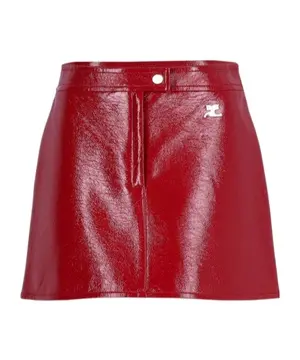 COURREGES Solid Color Midi Skirt - Red