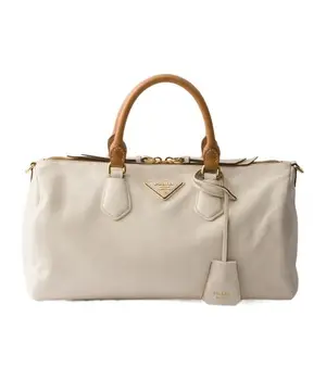 Prada Evasion Large Leather Top-handle Bag - White