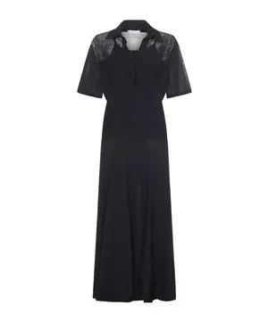 Victoria Beckham Plunging V-neck Knitted Maxi Dress