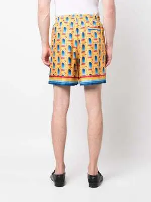 Casablanca Larche De Jour Printed Satin Shorts