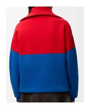 Loewe Long-sleeved Two-tone Sweater With Zippered Collar - Red/blue